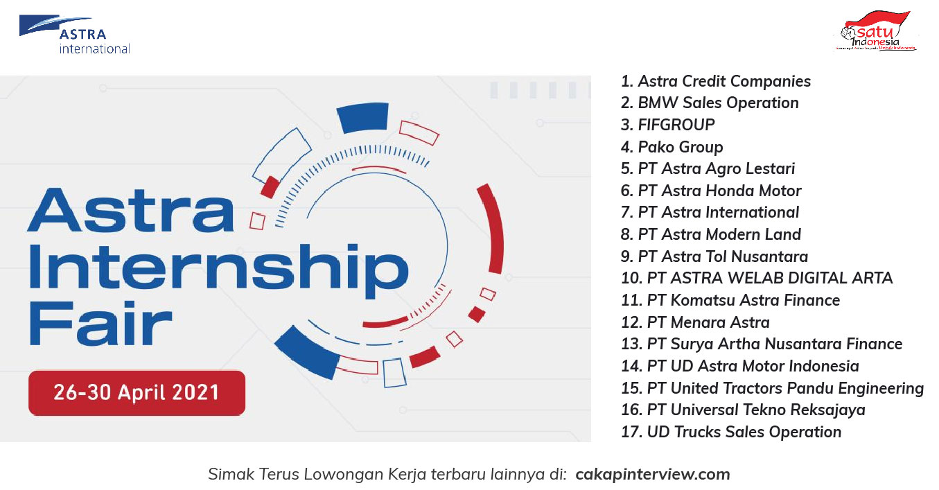 Lowongan Intern Astra Internship Fair 2021 dari 16 Perusahaan